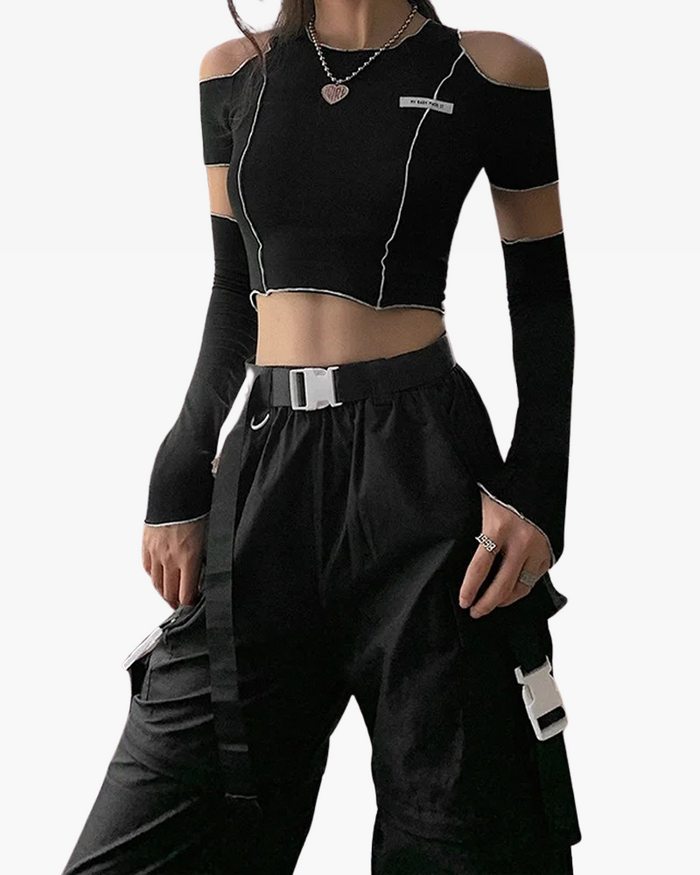 Goth Long Sleeve Crop Top | Techwear Division