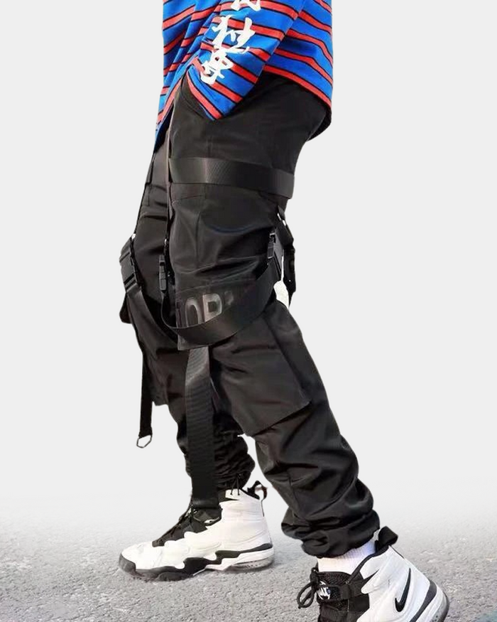 Black Cargo Pants With Straps | Techwear Division