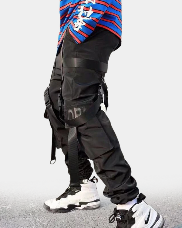 Black Cargo Pants With Straps | Techwear Division