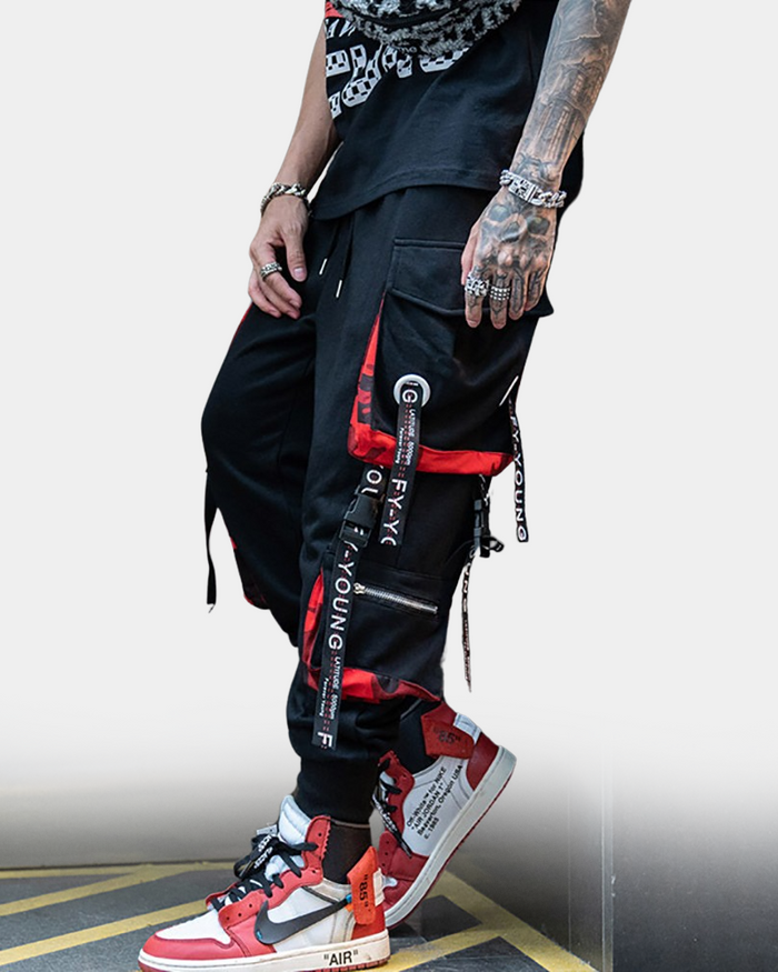 Black And Red Cargo Pants | Techwear Division