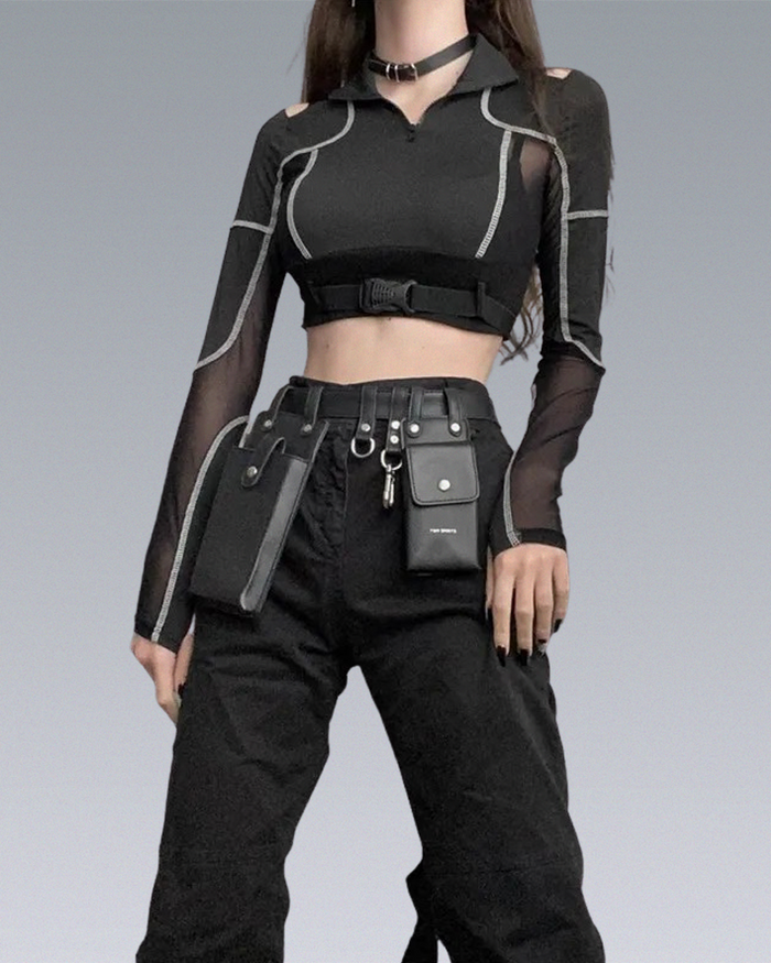 Black Buckle Crop Top | Techwear Division