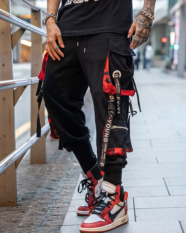 Black And Red Cargo Pants | Techwear Division